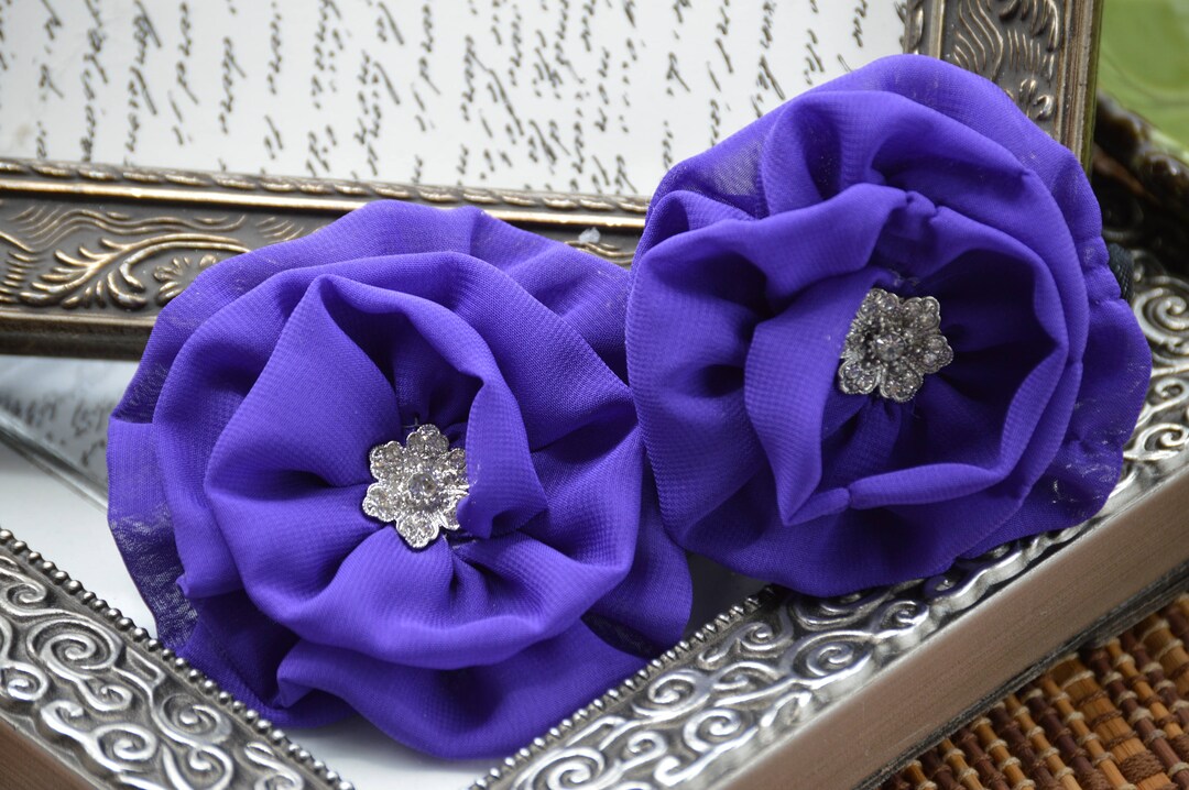 Purple Chiffon Flowers, Fabric Flowers, 3" Chiffon Flower, Ruffle ...