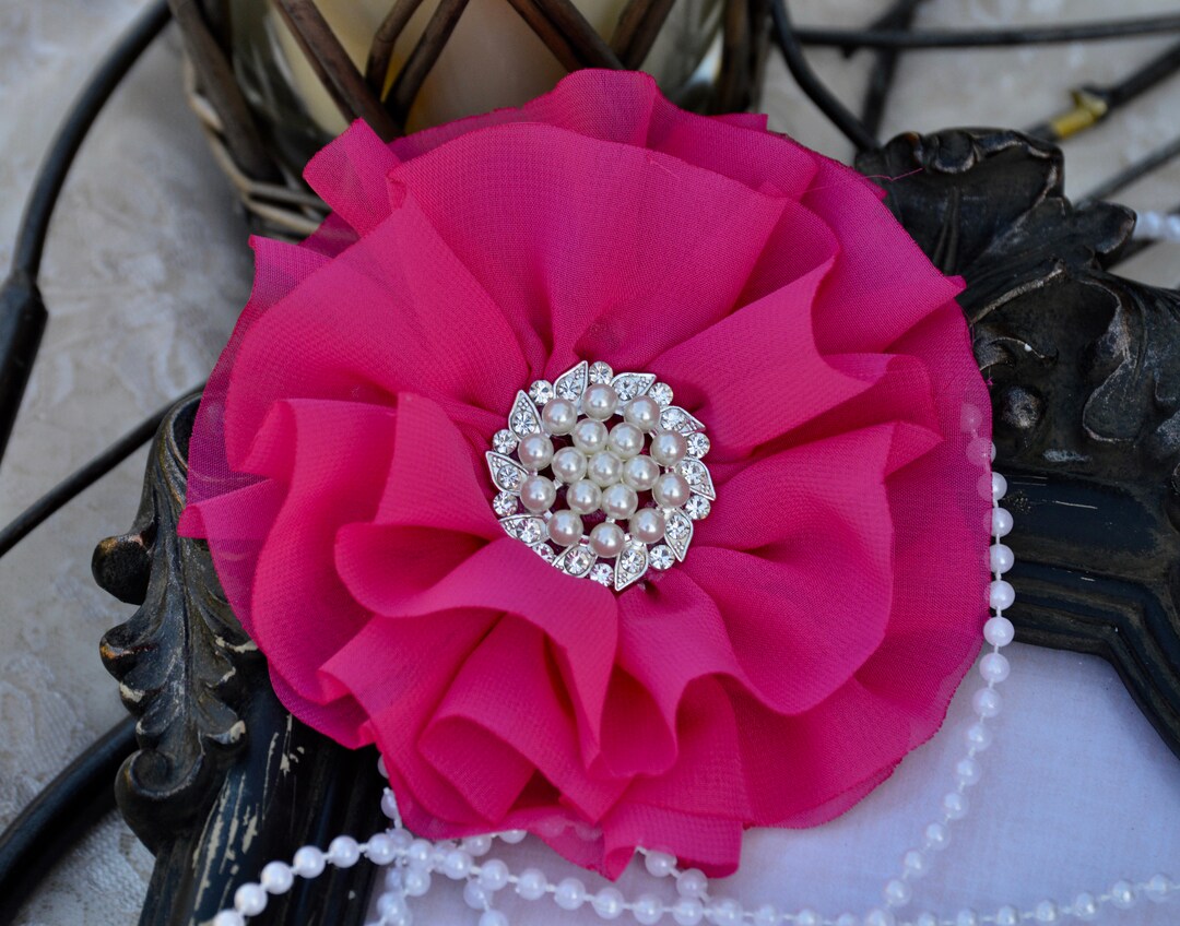 Hot Pink Chiffon Flowers, 4.5 Chiffon Flowers, Chiffon Flower ...