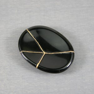 Kintsugi Repaired Black Obsidian Worry Stone - Etsy