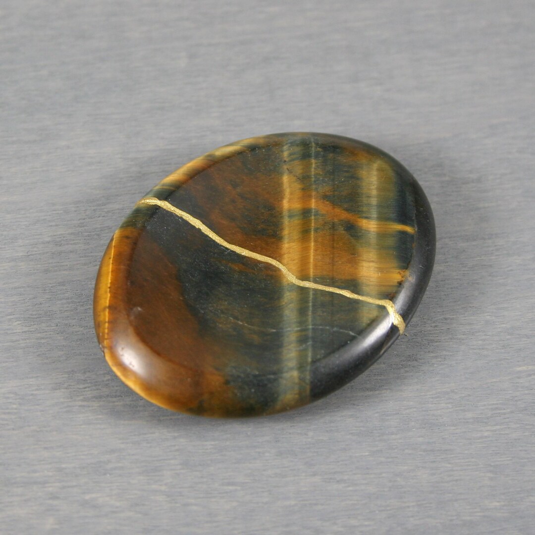 Kintsugi Repaired Blue Tiger Eye Worry Stone - Etsy