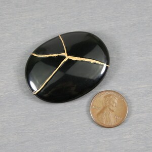 Kintsugi Repaired Black Obsidian Worry Stone - Etsy
