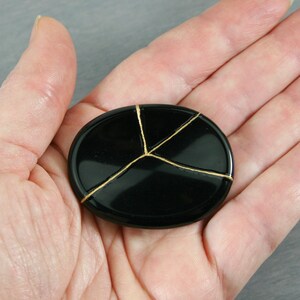 Kintsugi Repaired Black Obsidian Worry Stone - Etsy