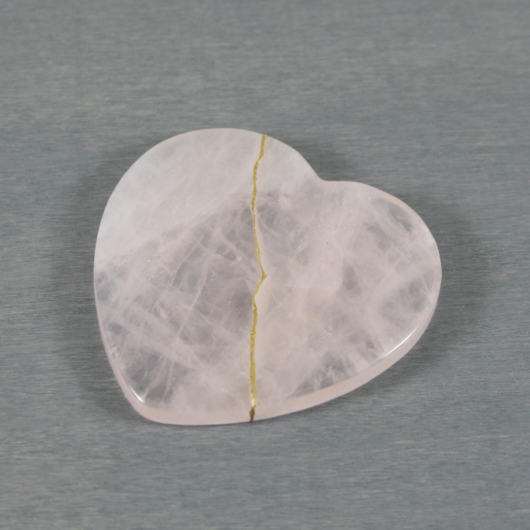Kintsugi Repaired Rose Quartz Heart Paperweight - Etsy