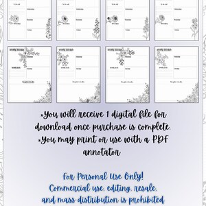 Undated, Floral Monthly & Weekly Planner, Printable, Pdf Download - Etsy