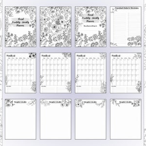 Undated, Floral Monthly & Weekly Planner, Printable, Pdf Download - Etsy