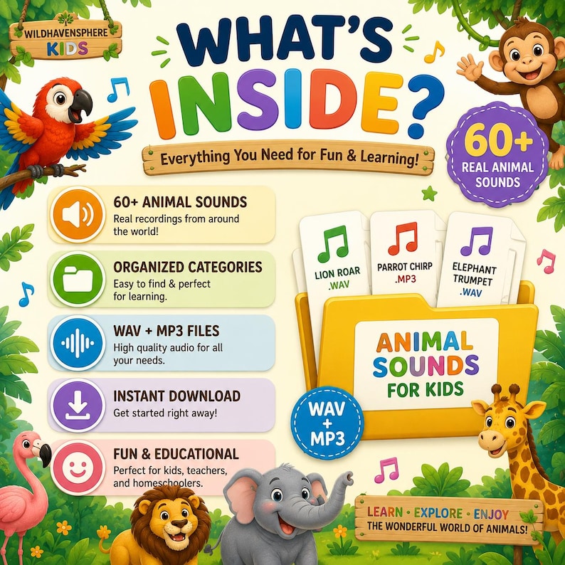 Animal Sounds for Kids | 60+ Real Wildlife Audio Files for Preschool ...