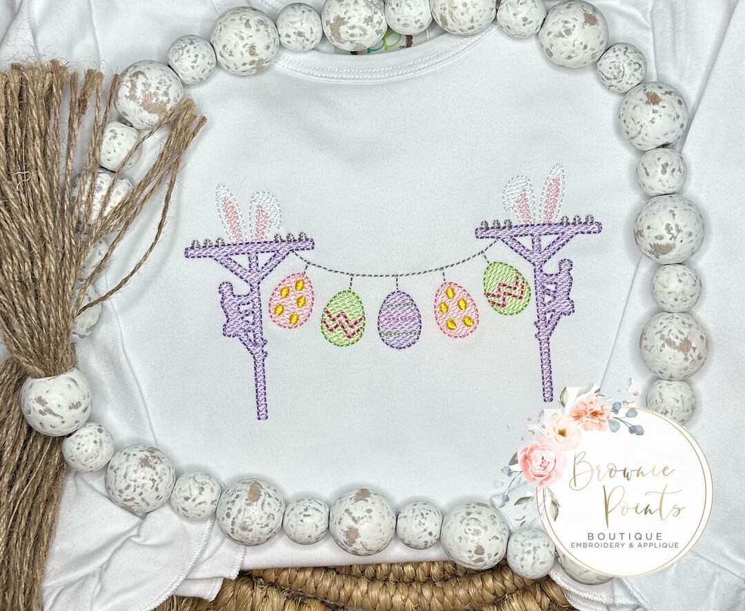 Easter Bunny Lineman Embroidery, Tshirt, Romper, Bubble - Etsy