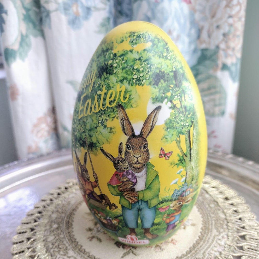 Vintage German Egg, Windel Metal Easter Egg, Bunny Lithographs - Etsy