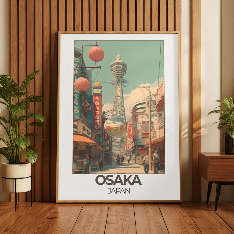 Osaka Japan Poster | Tsutenkaku Tower Wall Art | Japan Travel Print - Etsy
