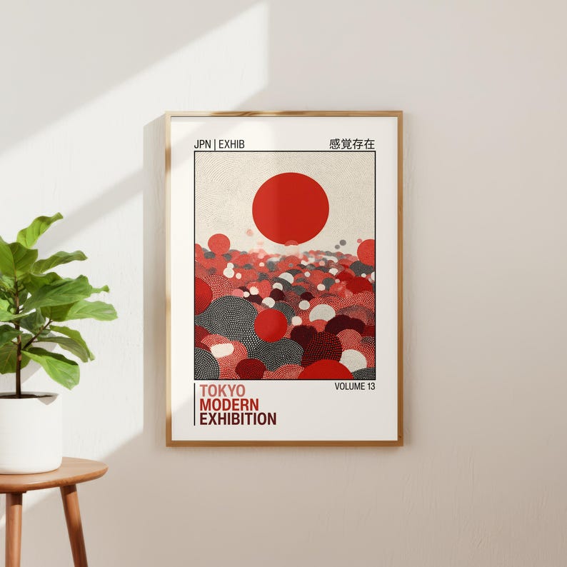 Japanese Red Dot Art Poster | Contemporary Wall Art | Modern Exhibition ...