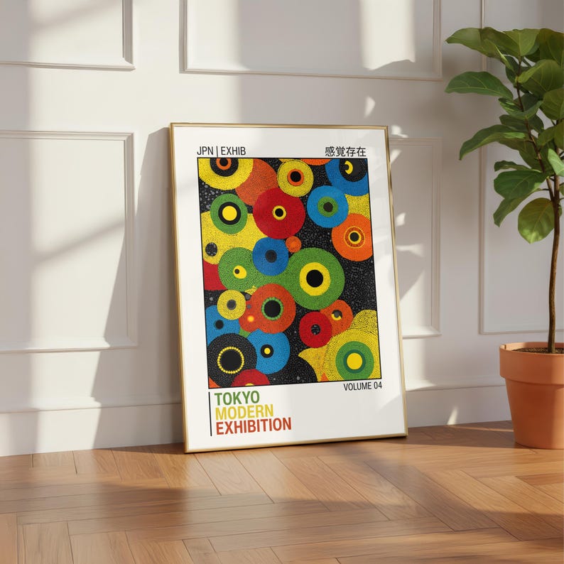 Japanese Circular Dot Art Poster | Contemporary Abstract Wall Art ...