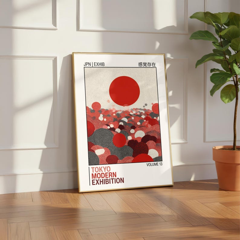 Japanese Red Dot Art Poster | Contemporary Wall Art | Modern Exhibition ...