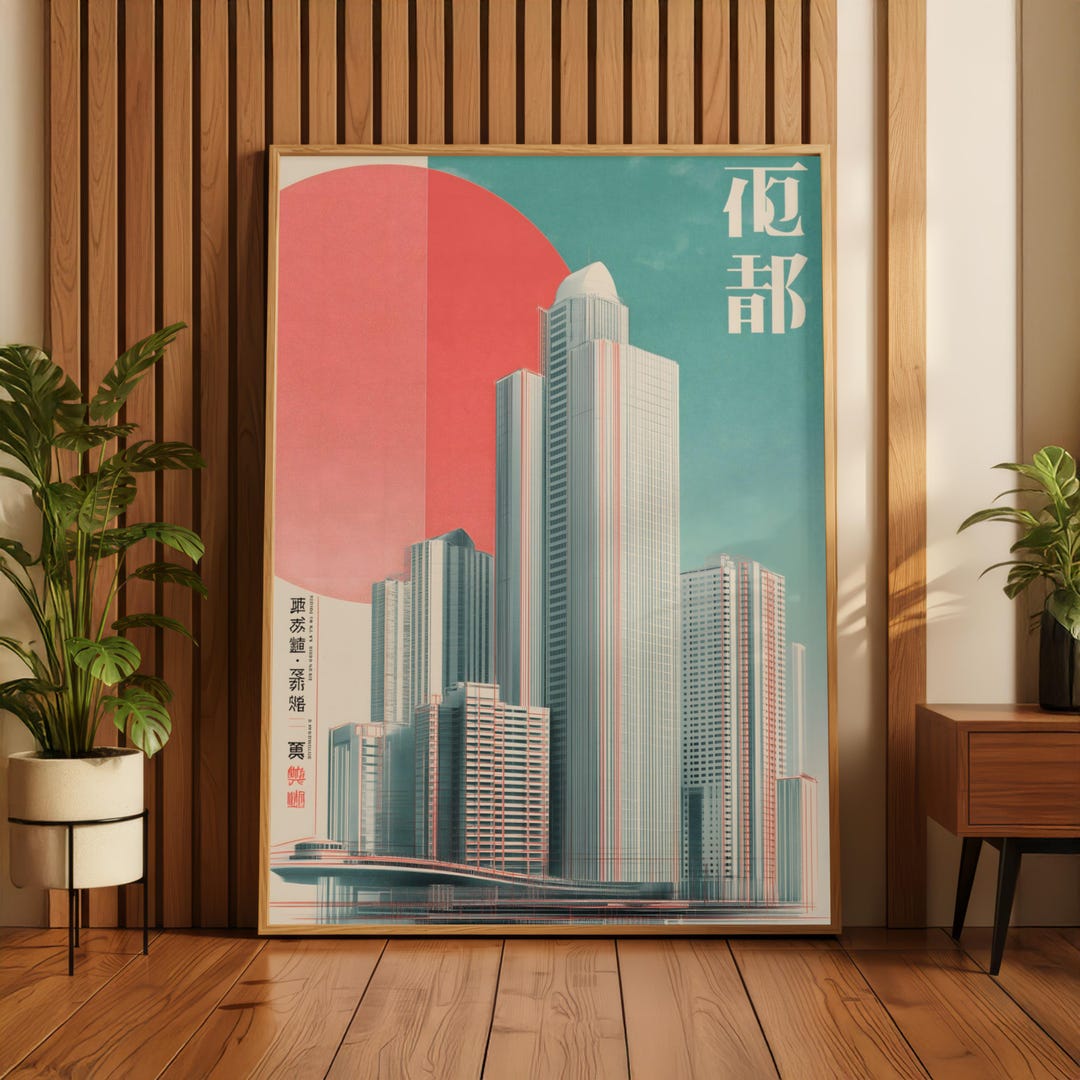 Kyoto Futuristic Skyline Poster | Japanese Cityscape Wall Art | Modern ...