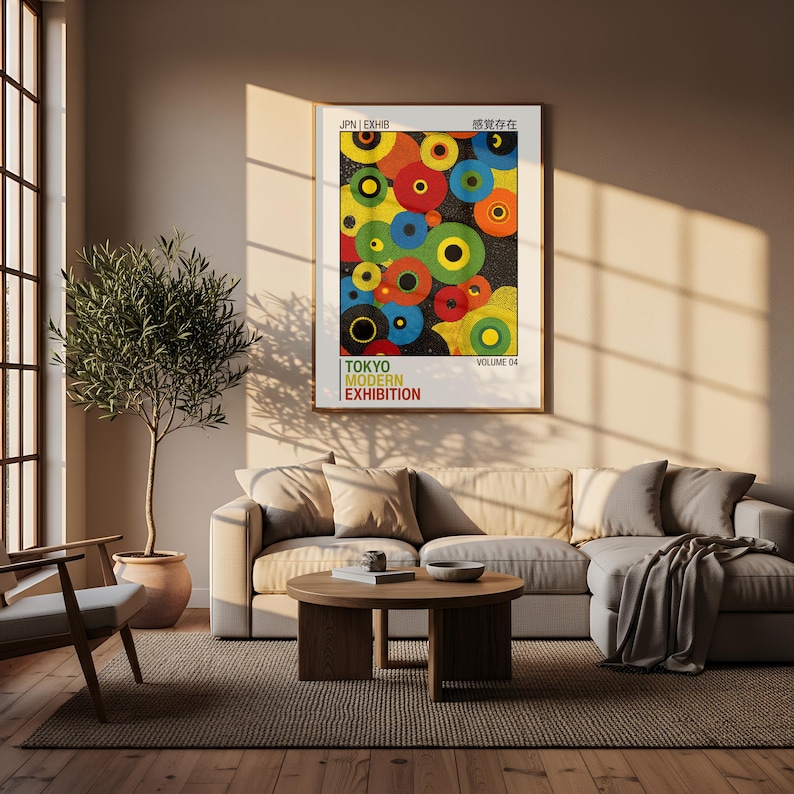 Japanese Circular Dot Art Poster | Contemporary Abstract Wall Art ...