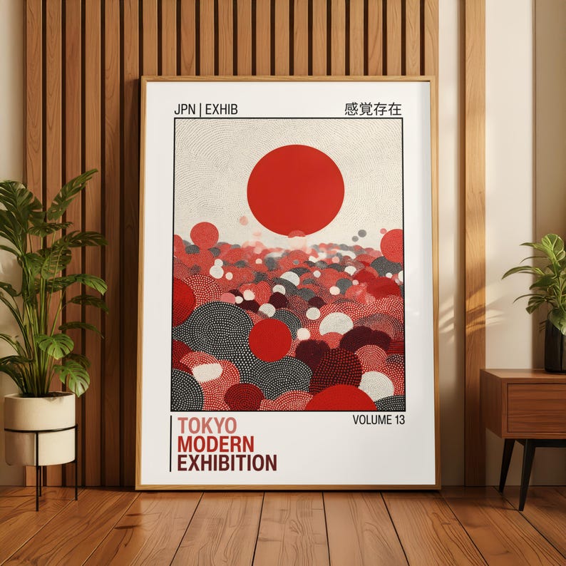 Japanese Red Dot Art Poster | Contemporary Wall Art | Modern Exhibition ...