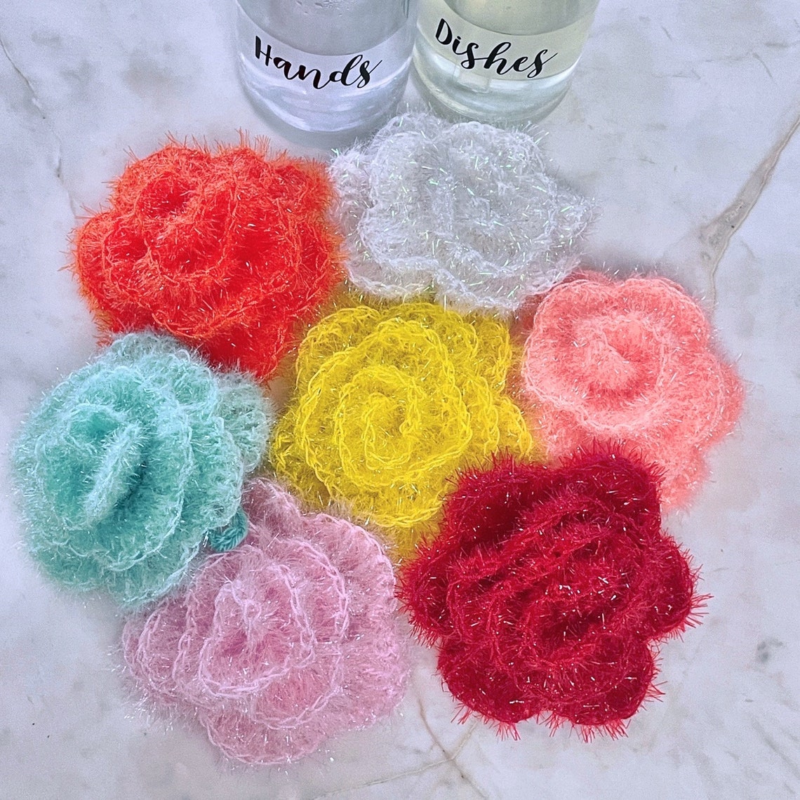 Pinibeni Rose Flower Crocheted Eco Friendly Dish Scrubber - Etsy
