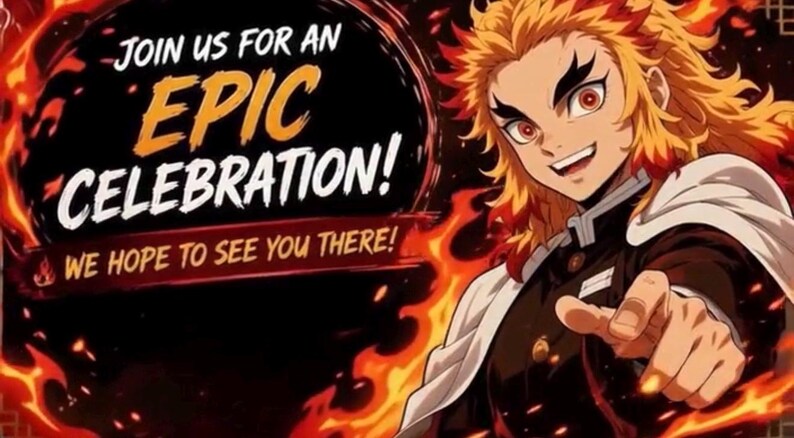 Demon Slayer Editable Invitation - Etsy UK