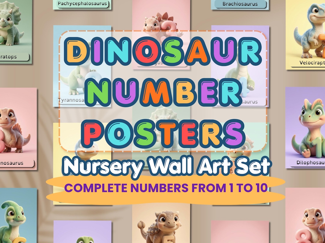 Dinosaur Numbers Printable Posters | Educational Kids Wall Art, With ...