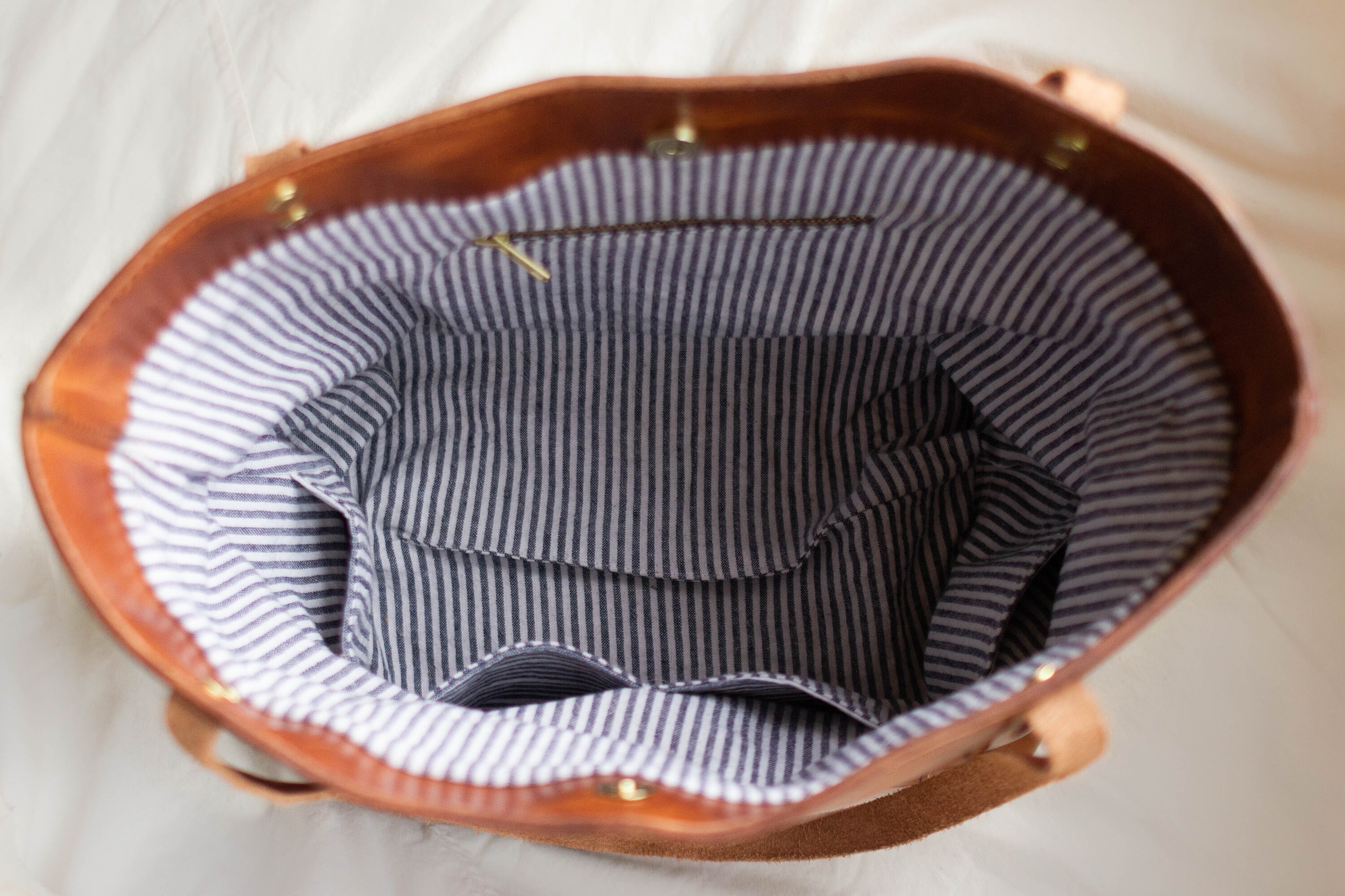 Leather tote bags with pockets for women. Brown leather | Etsy