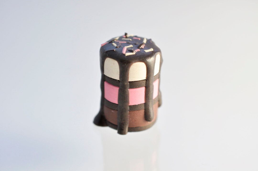 Miniature Tall Neopolitan Ice Cream Cake Decorated With Chocolate Fudge ...