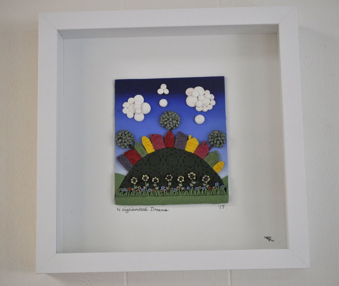 Original Art Neighborhood Dreams in a Shadow Box, Polymer Clay - Etsy