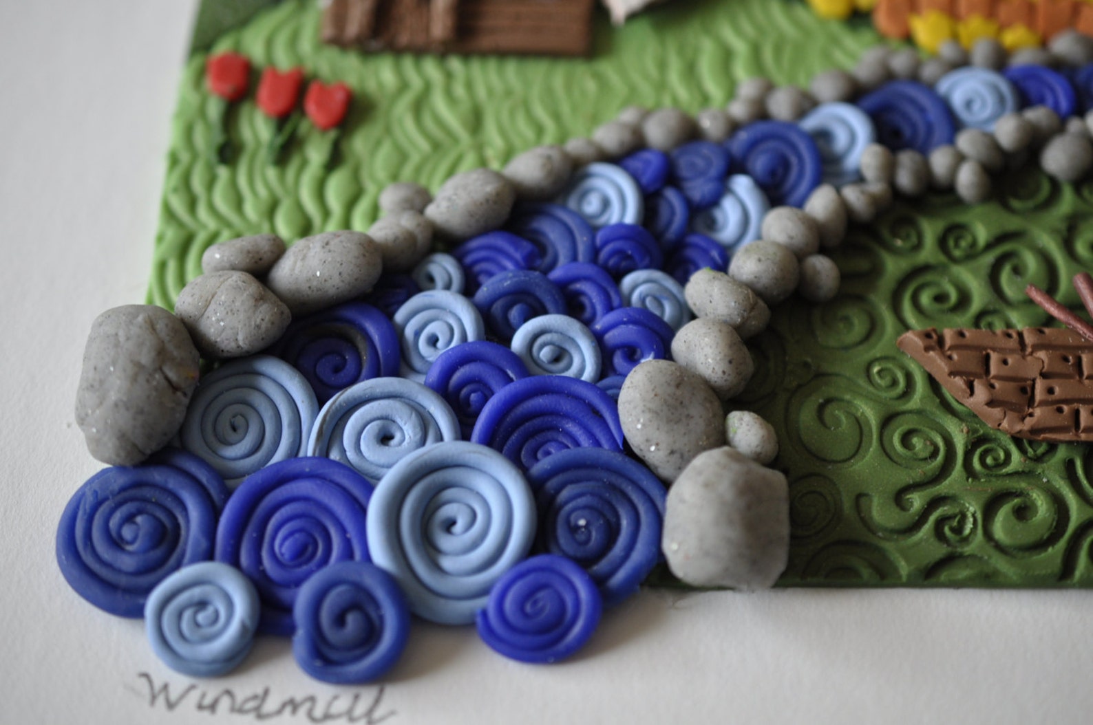 Original Art Windmill in a Shadow Box Polymer Clay - Etsy