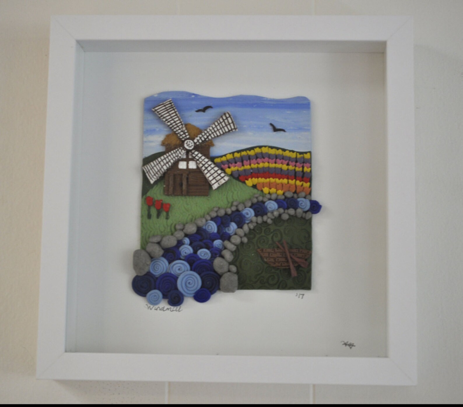 Original Art Windmill in a Shadow Box Polymer Clay - Etsy