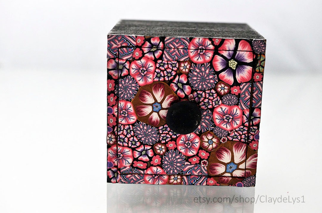 Pink Stacking Box With Drawer, Mosaic Box, Floral Box, Jewelry Box ...