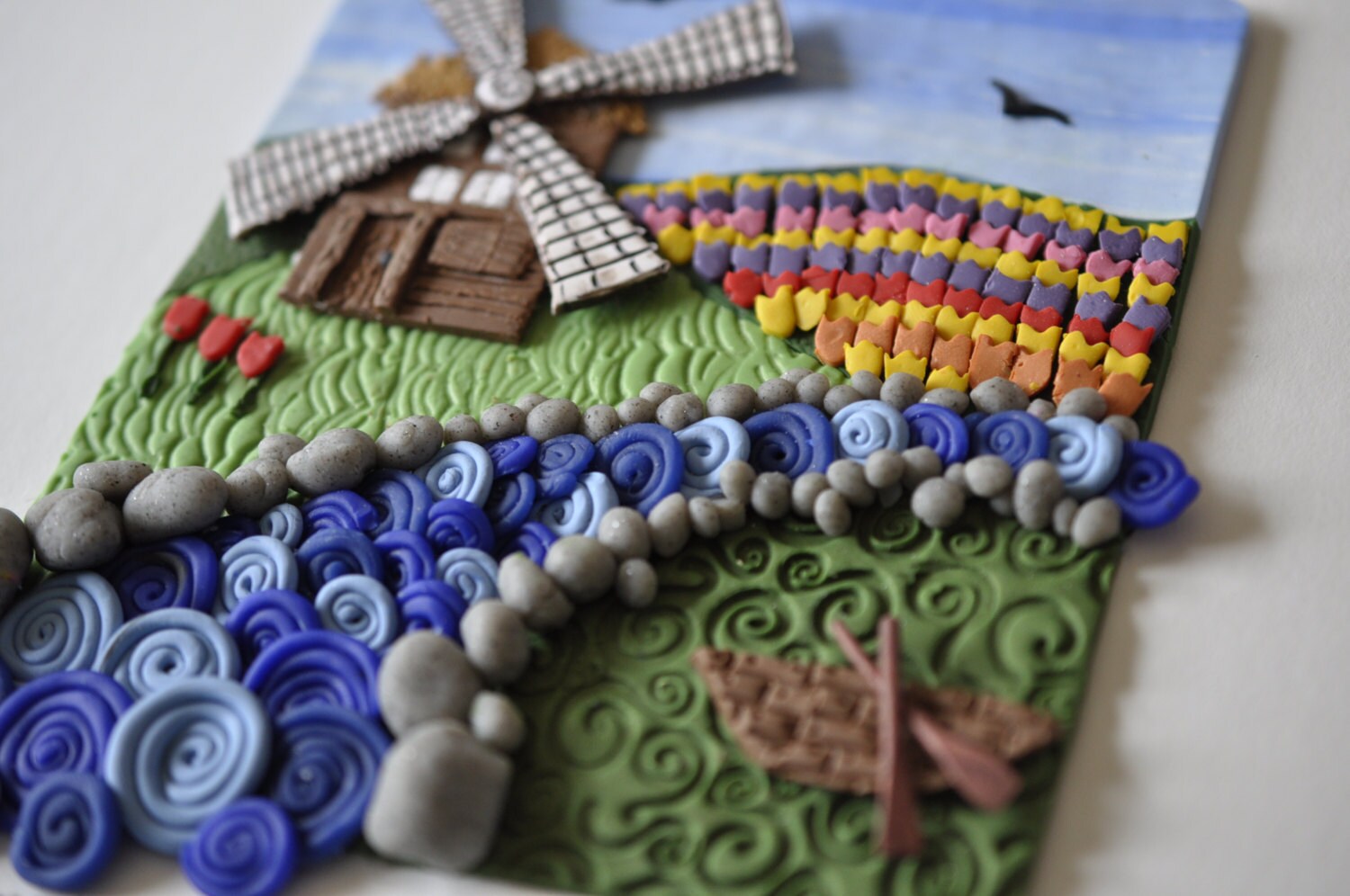 Original Art Windmill in a Shadow Box Polymer Clay - Etsy