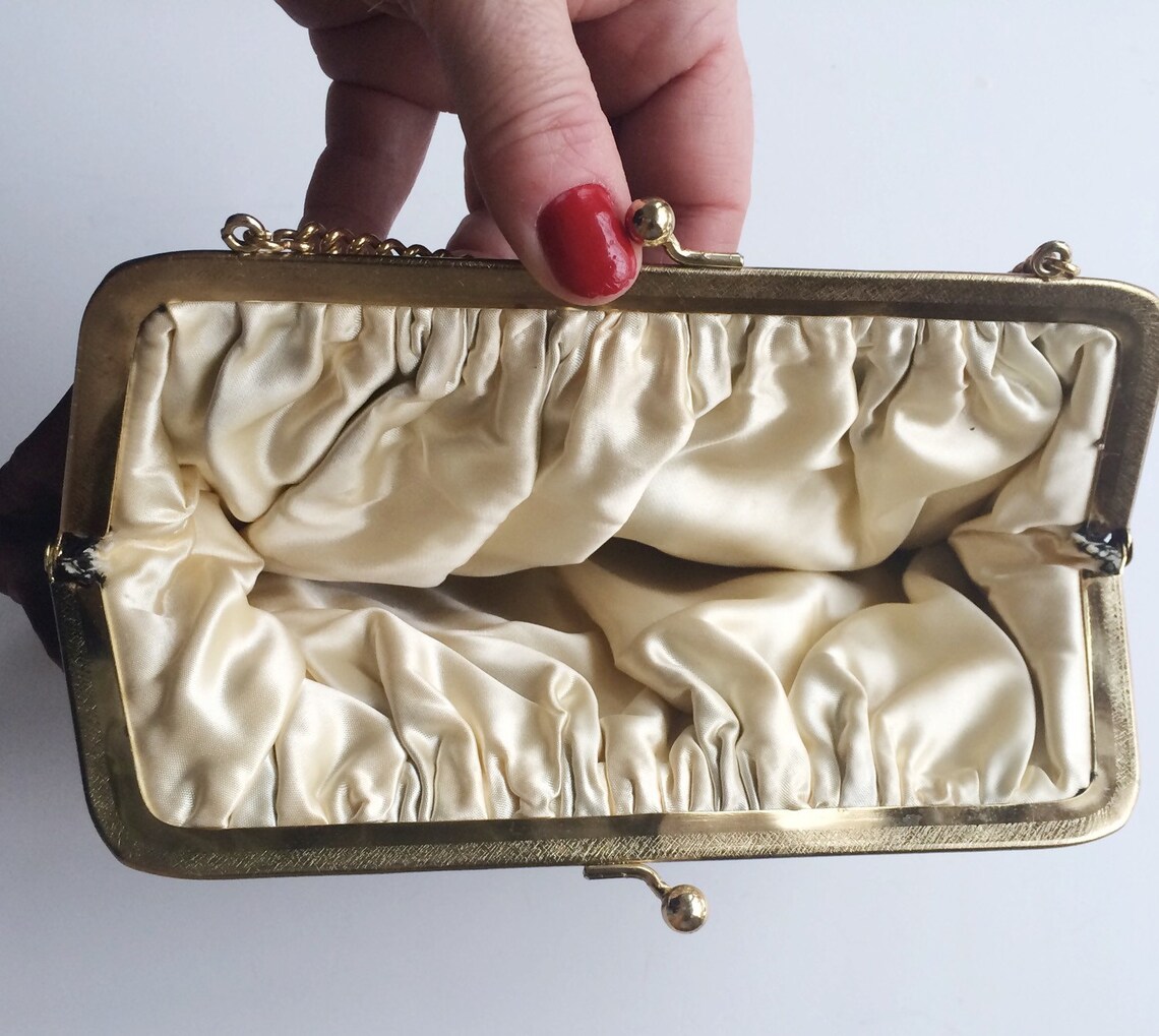 Vintage Satin Purse Chocolate Brown Satin Evening Bag Bridal | Etsy