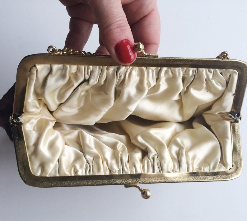 Vintage Satin Purse Chocolate Brown Satin Evening Bag Bridal - Etsy