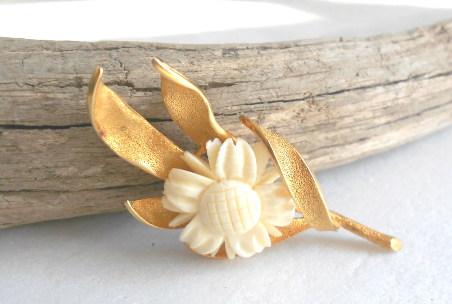 Vendome Vintage Brooch, Molded Celluloid Flower Brooch, Signed Vintage ...