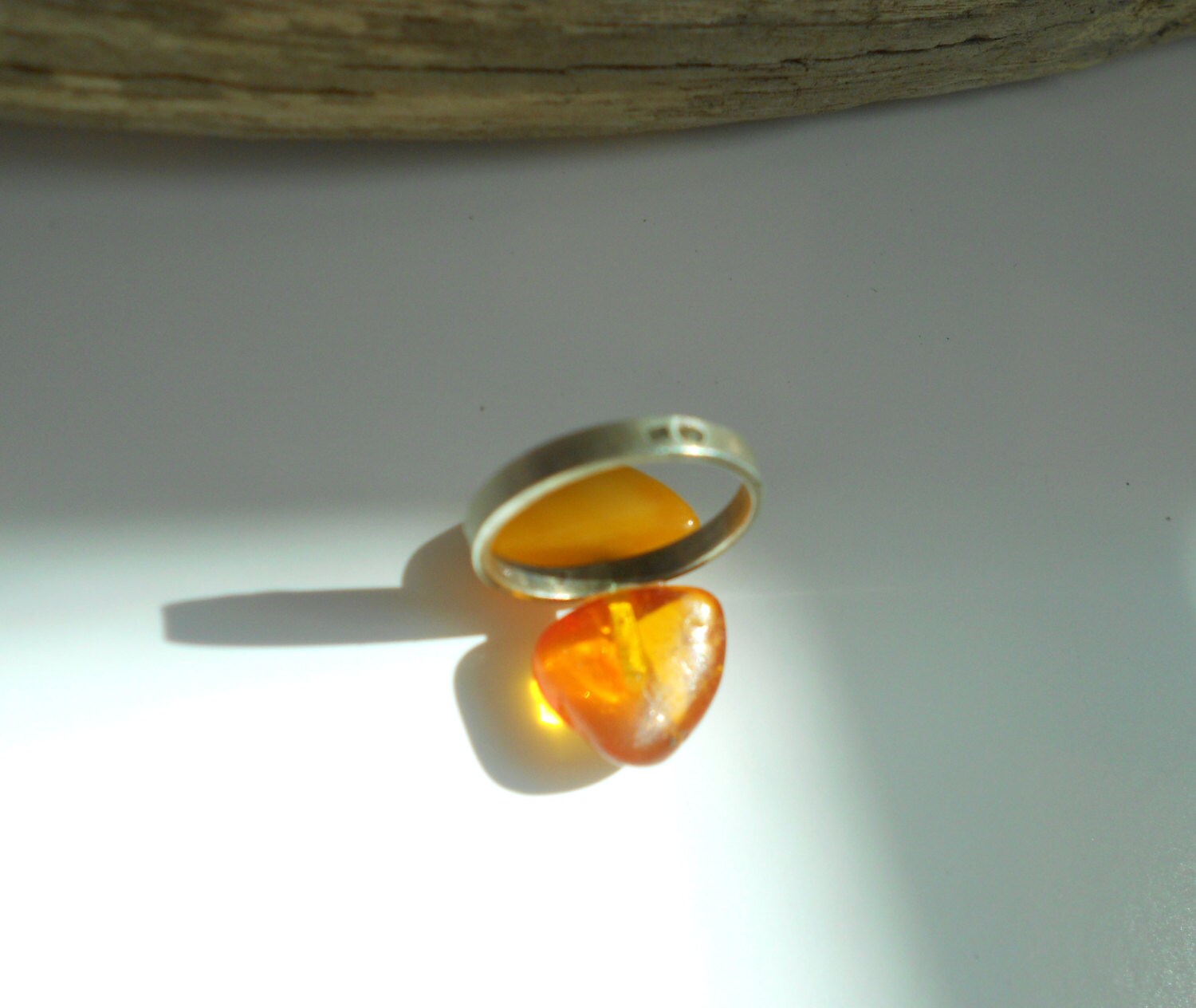 Butterscotch Amber Ring, Russian Hallmark, Modernist Sterling Baltic ...