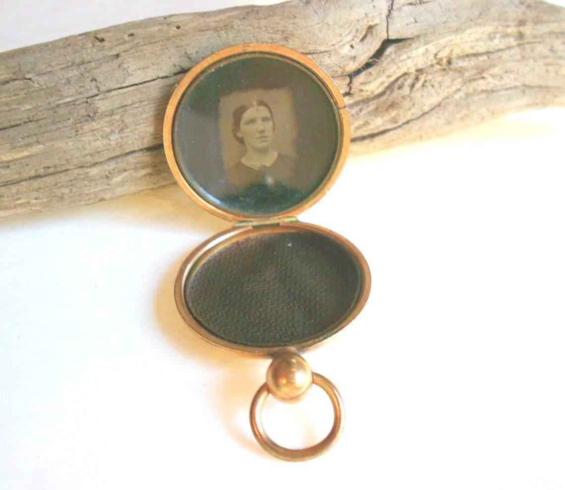Antique Mourning Locket, 19th Century Civil War Era Tintype Photo ...
