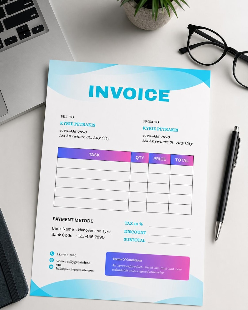 Editable Invoice Template for Small Businesses & Freelancers ...