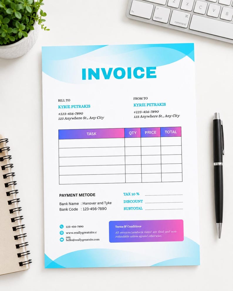 Editable Invoice Template for Small Businesses & Freelancers ...