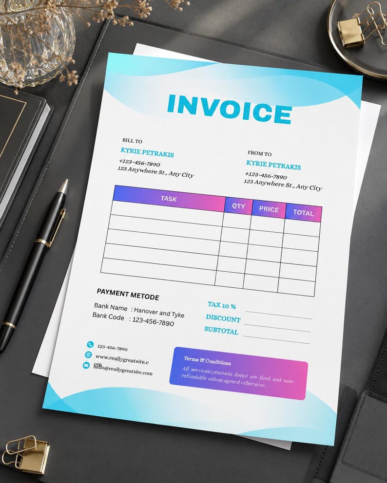 Editable Invoice Template for Small Businesses & Freelancers ...