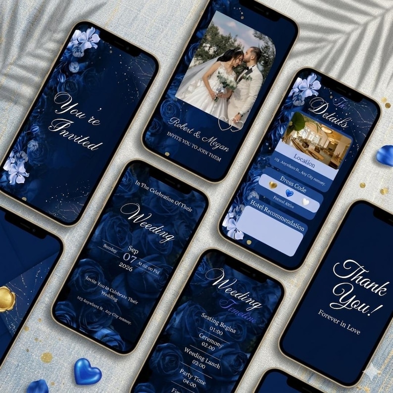 Animated Blue Wedding Invitation Video | Dark Crimson Wedding Invite ...