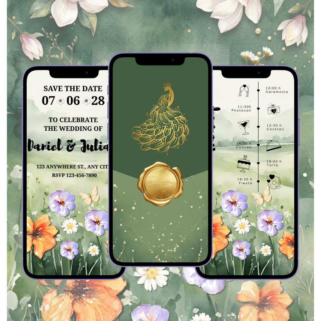 Animated Green Wedding Invitation Video | Dark Crimson Wedding Invite ...