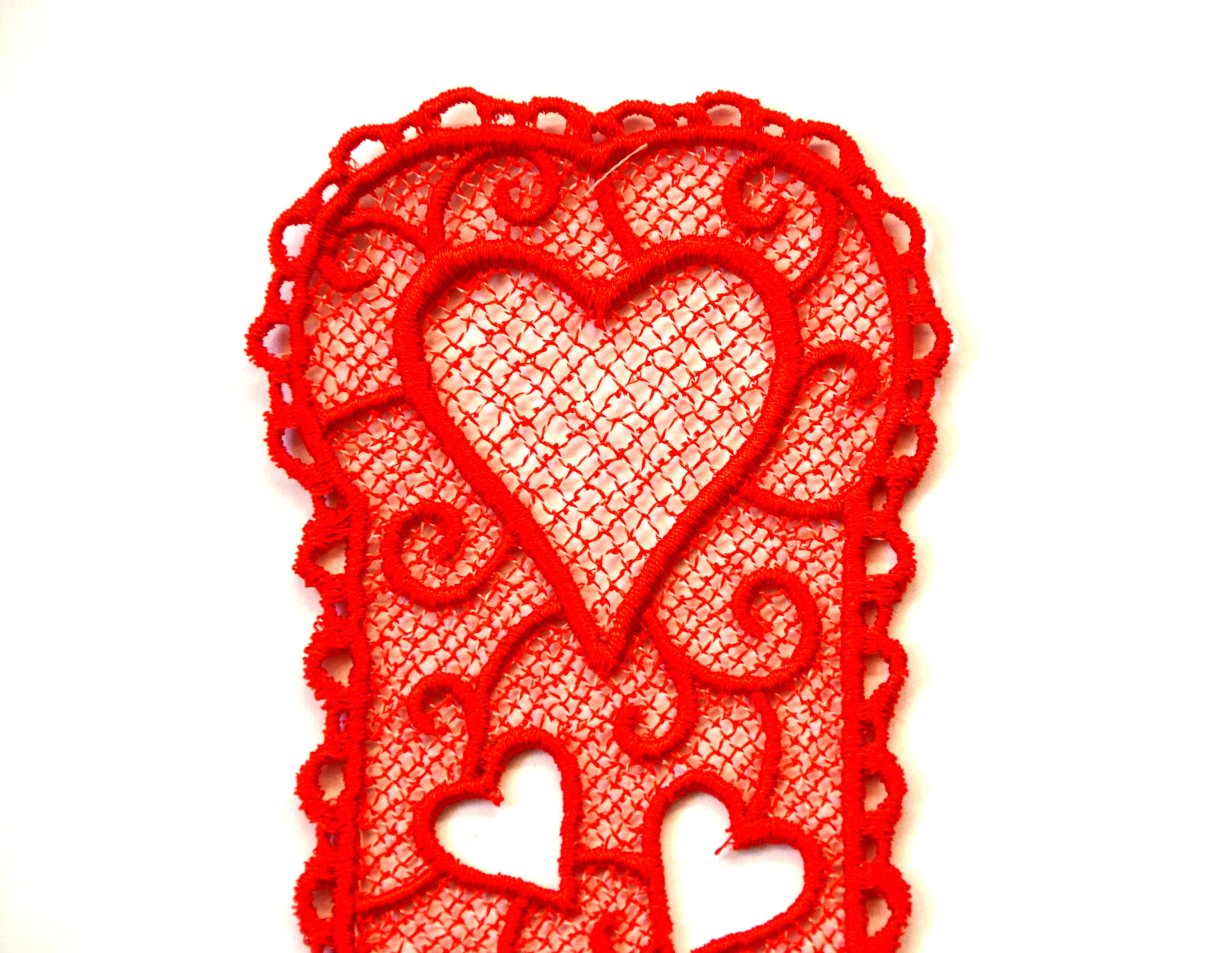 Heart Lace Bookmark, Freestanding Lace, Lace Bookmark, Embroidered Lace ...