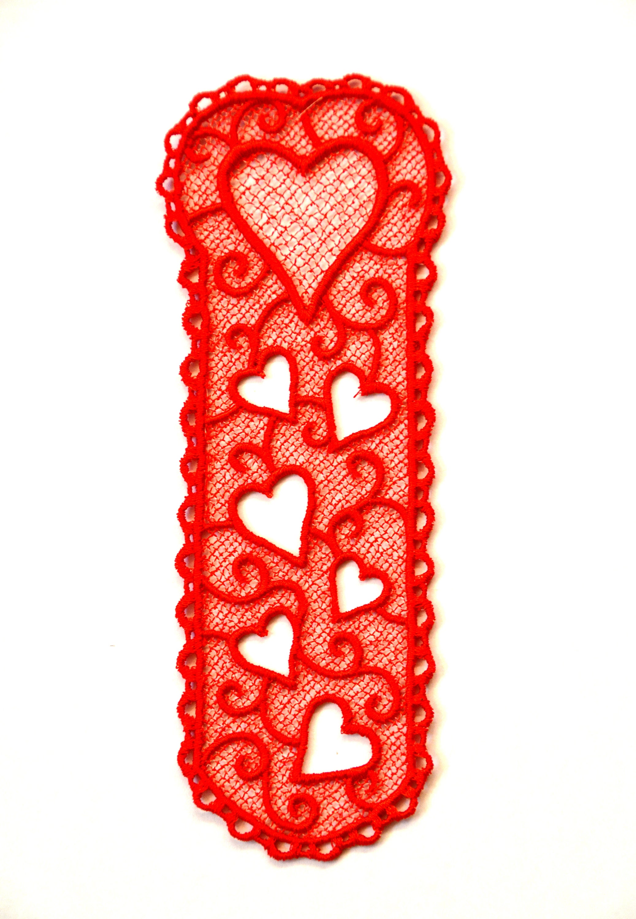 Heart Lace Bookmark, Freestanding Lace, Lace Bookmark, Embroidered Lace ...