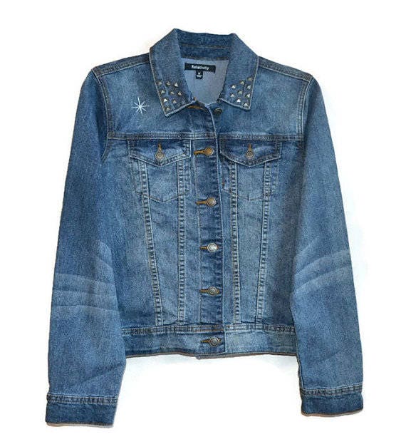 Moose Embroidered Denim Jacket, Blue Jean Jacket, Winter Moose, Moose ...