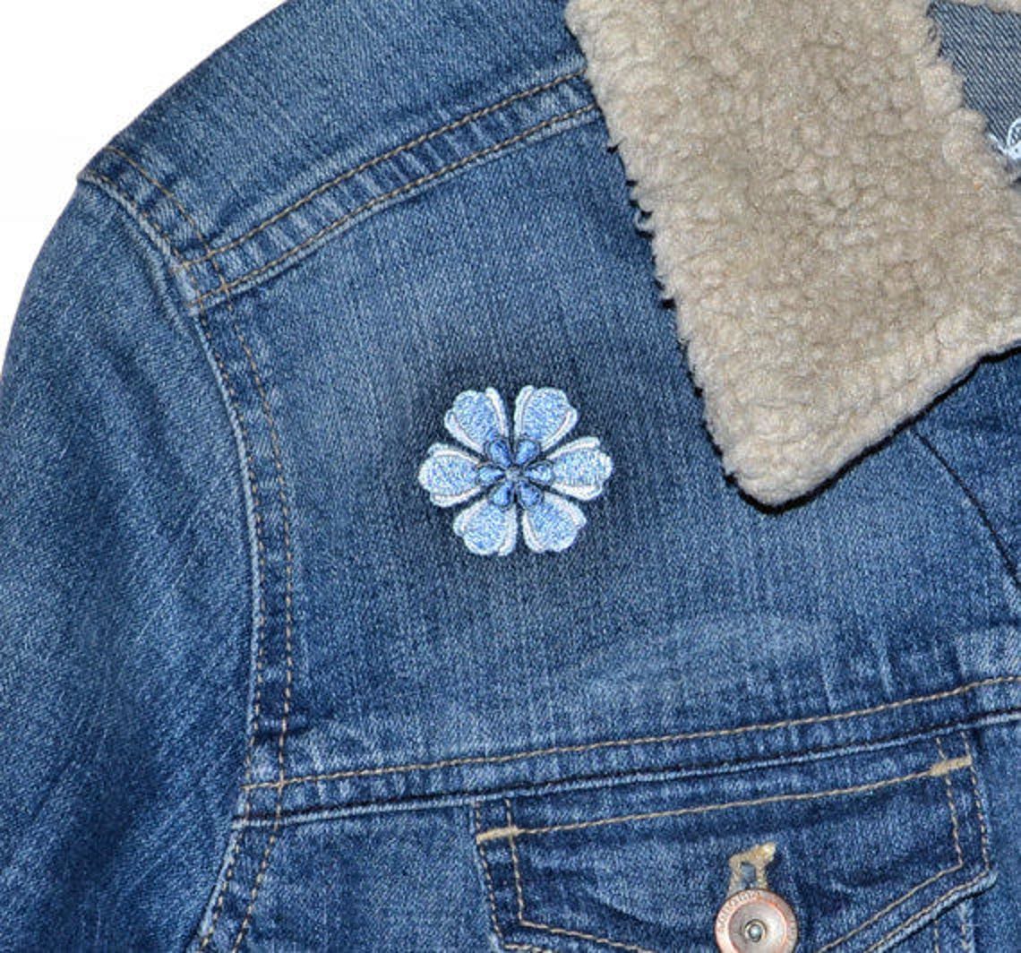 Snowflake Embroidered Denim Jacket, Blue Jacket, Snowflake Embroidery ...