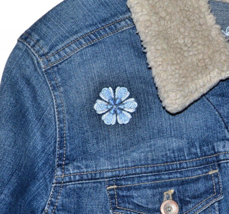 Snowflake Embroidered Denim Jacket, Blue Jacket, Snowflake Embroidery ...