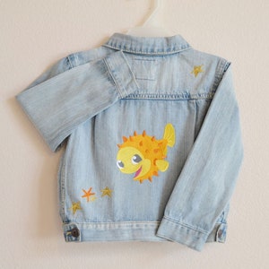 Pipsqueak Pufferfish Denim Jacket, Embroidered Pufferfish, Denim Jacket ...