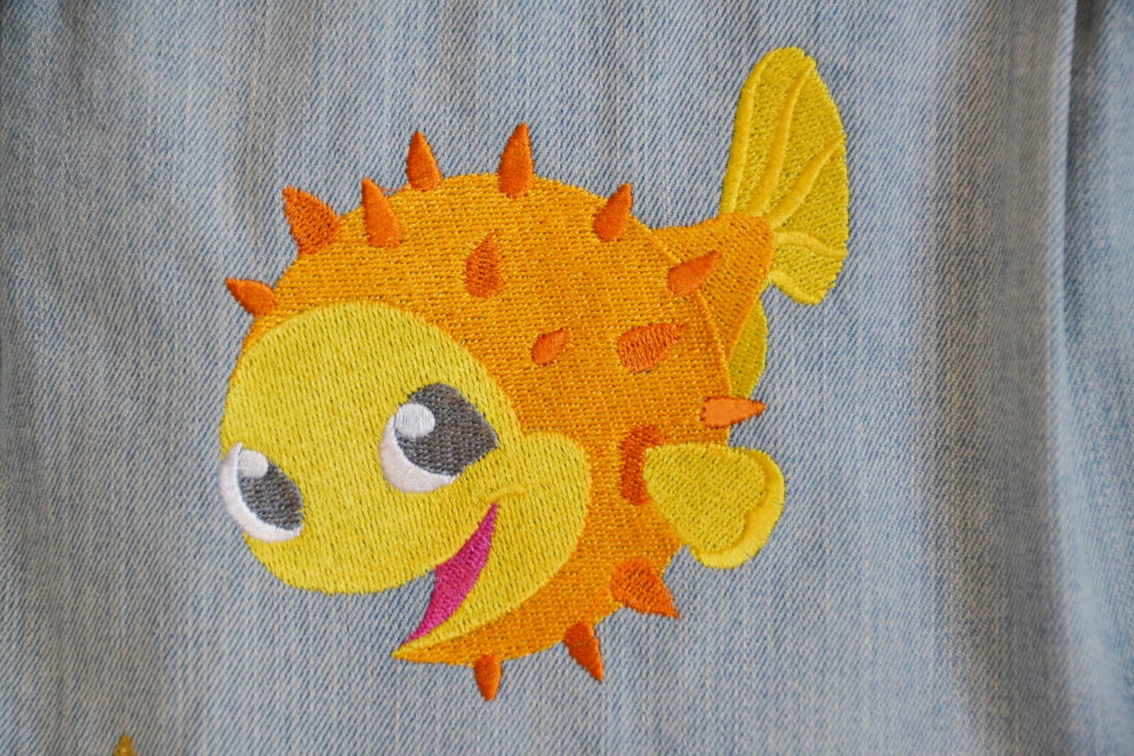 Pipsqueak Pufferfish Denim Jacket, Embroidered Pufferfish, Denim Jacket ...