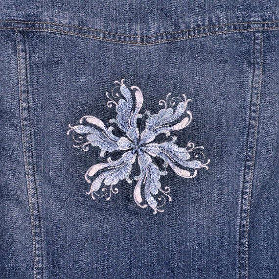 Snowflake Embroidered Denim Jacket, Blue Jacket, Snowflake Embroidery ...