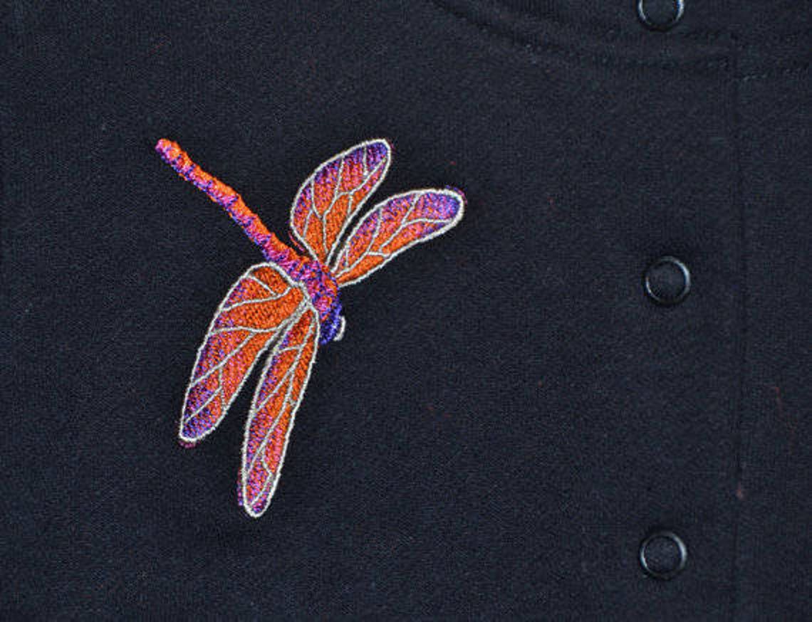 Orange Crush Embroidered Dragonfly Jacket, Black Dragonfly Jacket, Girl ...