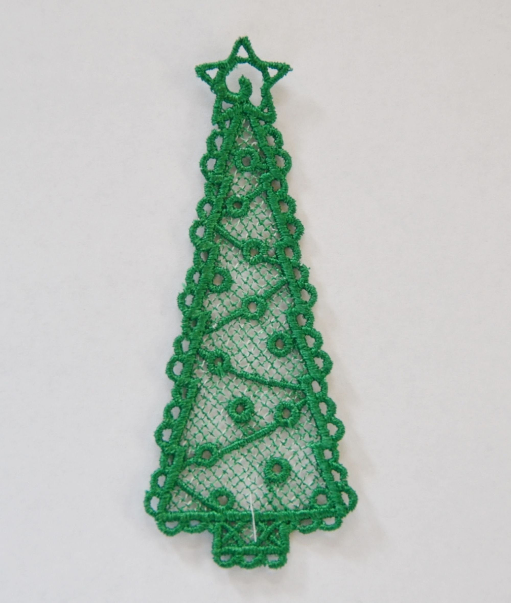 Christmas Tree Freestanding Lace Bookmark, Machine Embroidered Applique ...