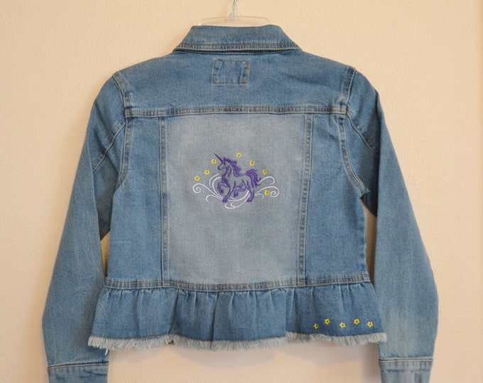 Unicorn Denim Jacket, Embroidered Unicorn, Denim Jacket, Blue Jacket ...